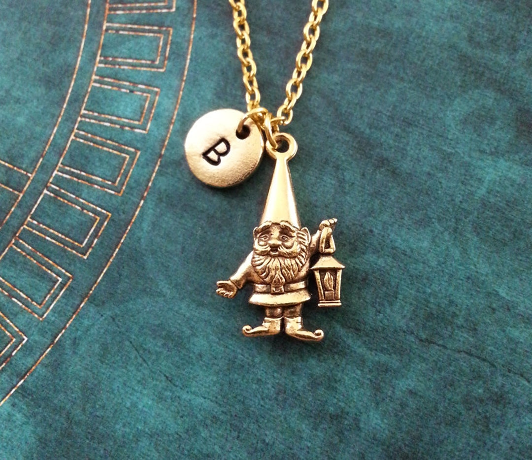 Gnome Necklace SMALL Lawn Gnome Jewelry Gold Garden Gnome Gift ...