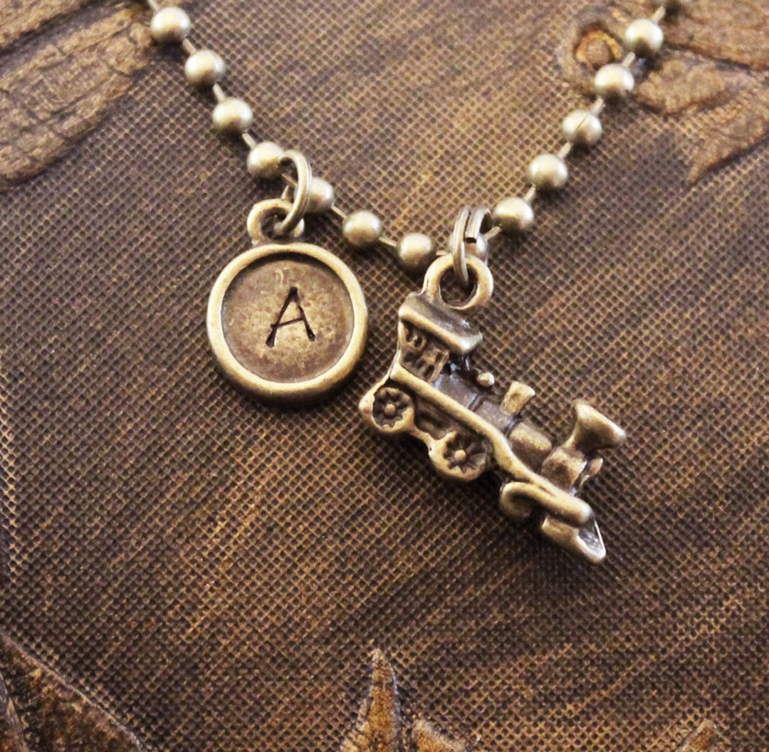 Train Necklace Locomotive Necklace Initial Necklace Personalized ...