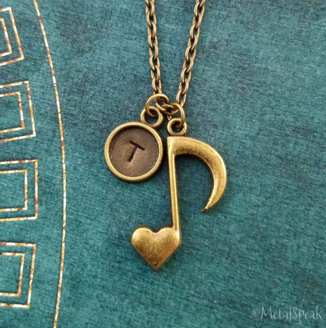 Music Note Necklace Quaver Necklace Eighth Note Necklace Heart Necklace ...