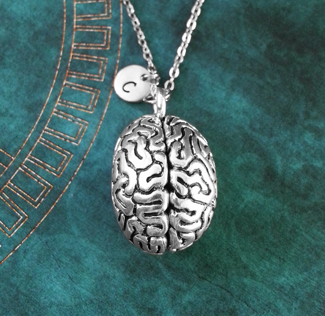LARGE Anatomical Brain Necklace, Personalized Necklace, Engraved ...