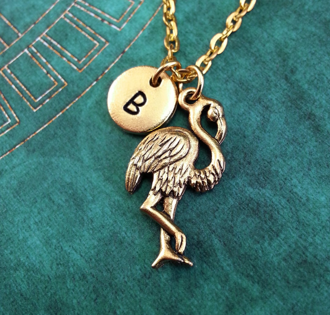 Flamingo Necklace, Gold Flamingo Charm, Personalized Necklace, Pendant ...