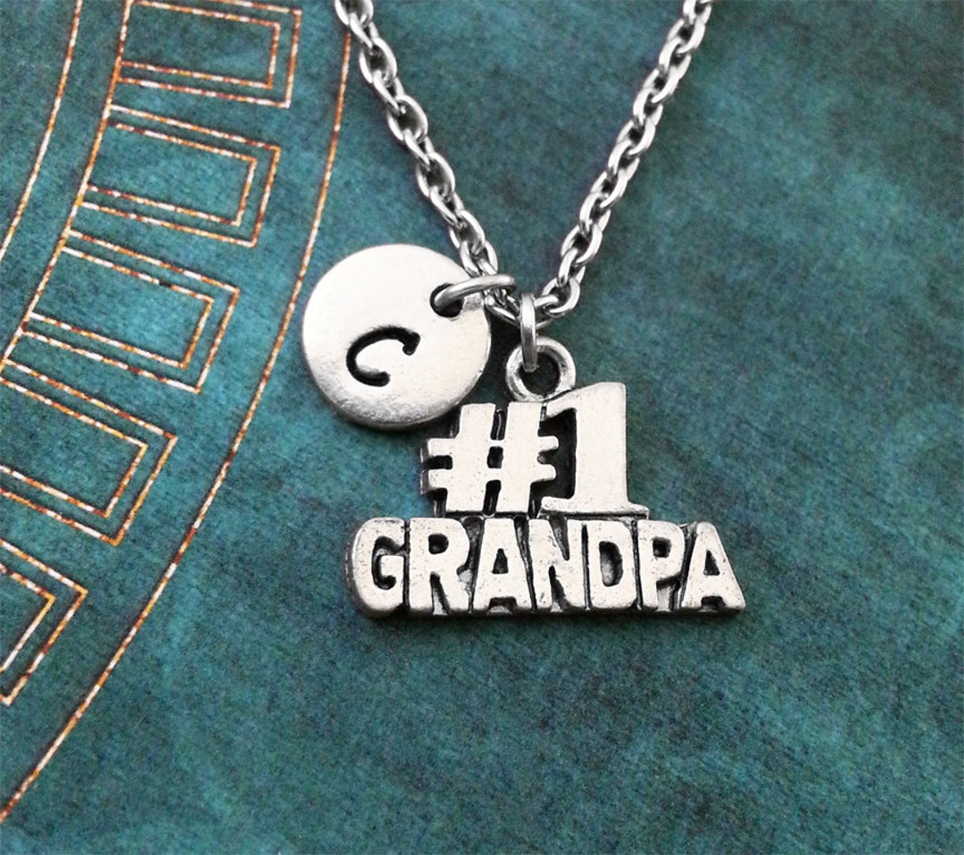Number One Grandpa Necklace Silver Grandpa Jewelry Father's Day ...