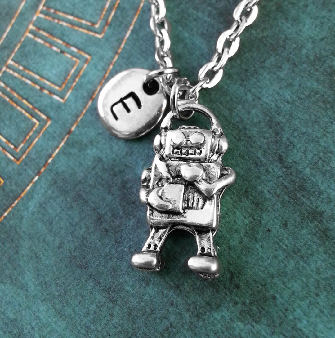 Cute Robot Necklace, Personalized Necklace, Robot Pendant, Custom Gift ...