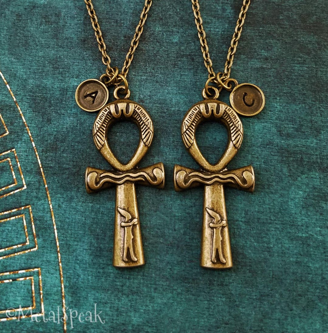 Ankh Necklace SET of 2 Ankh Charm Necklaces Ankh Pendant Egyptian ...