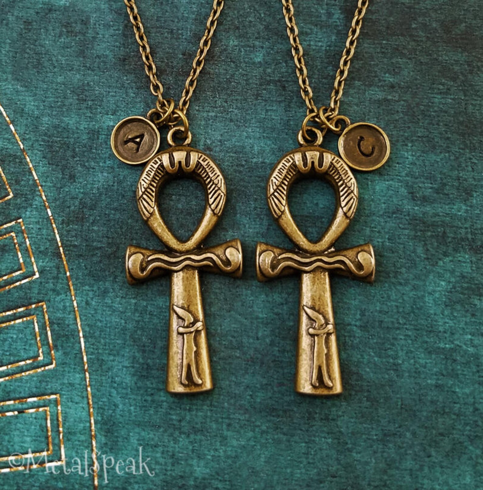 Ankh Necklace SET of 2 Ankh Charm Necklaces Ankh Pendant Egyptian ...