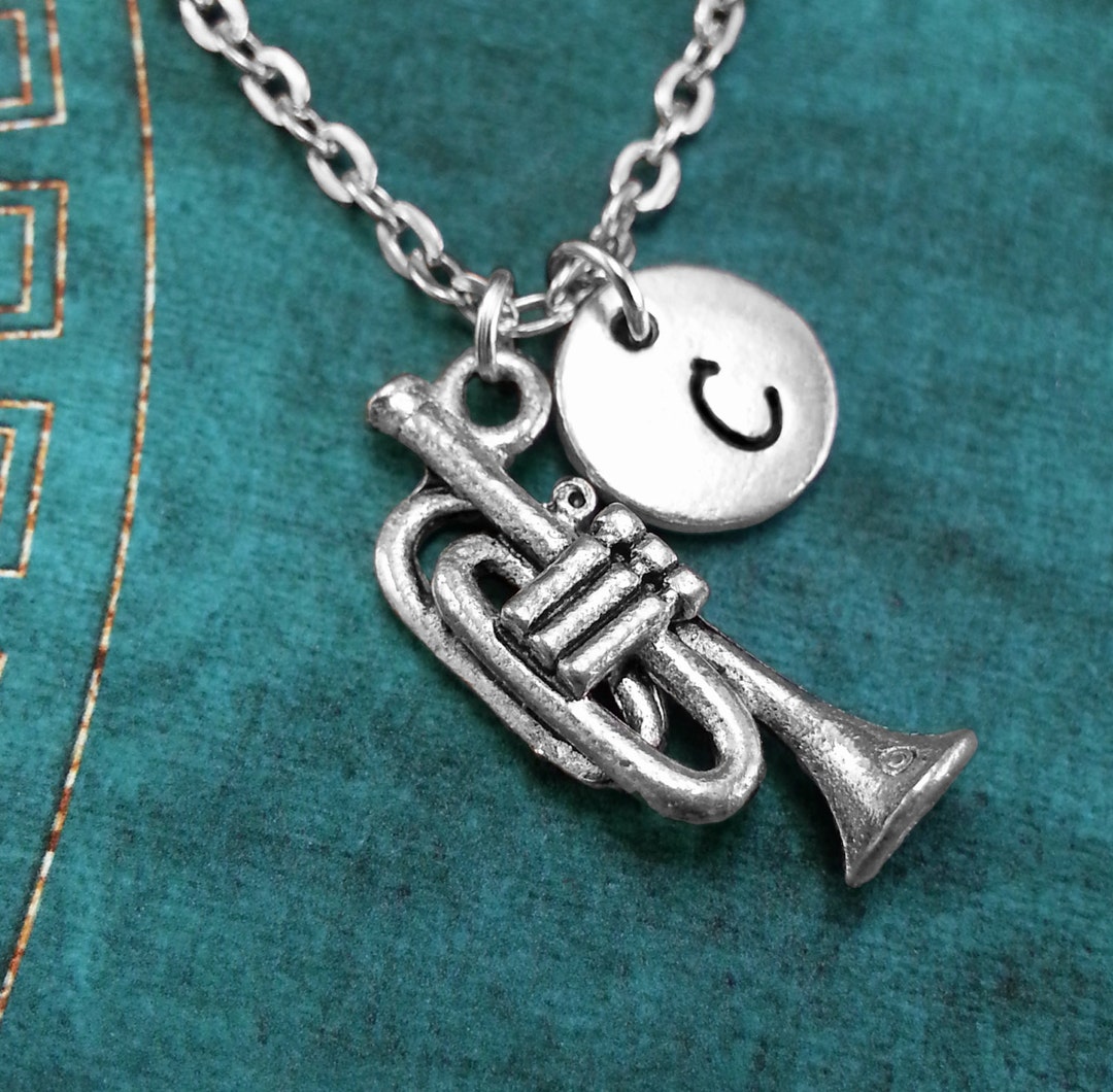 Trumpet Necklace, Personalized Necklace, Trumpet Pendant, Customized ...