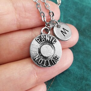 Panic Button Necklace, Initial Necklace, Personalized Button Pendant Necklace, Emergency ...