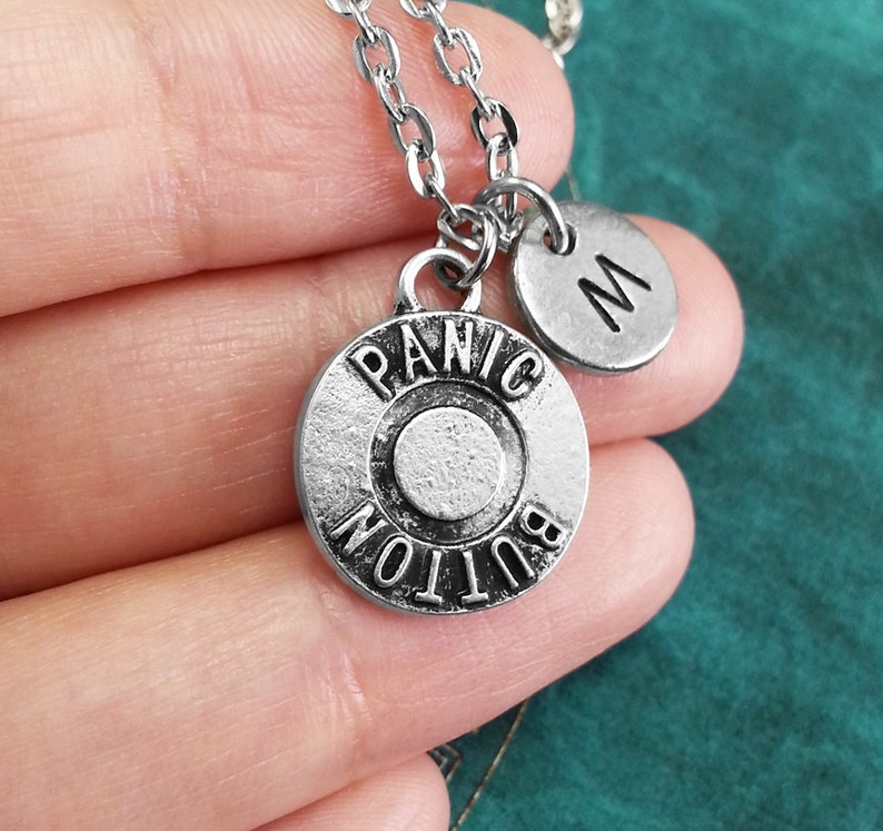 Panic Button Necklace, Initial Necklace, Personalized Button Pendant ...