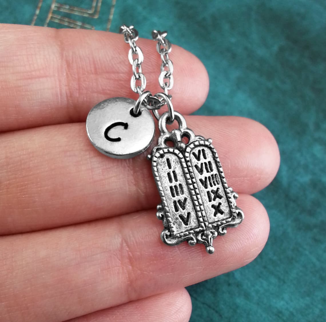 Silver Ten Commandments Necklace Personalized Necklace Ten - Etsy