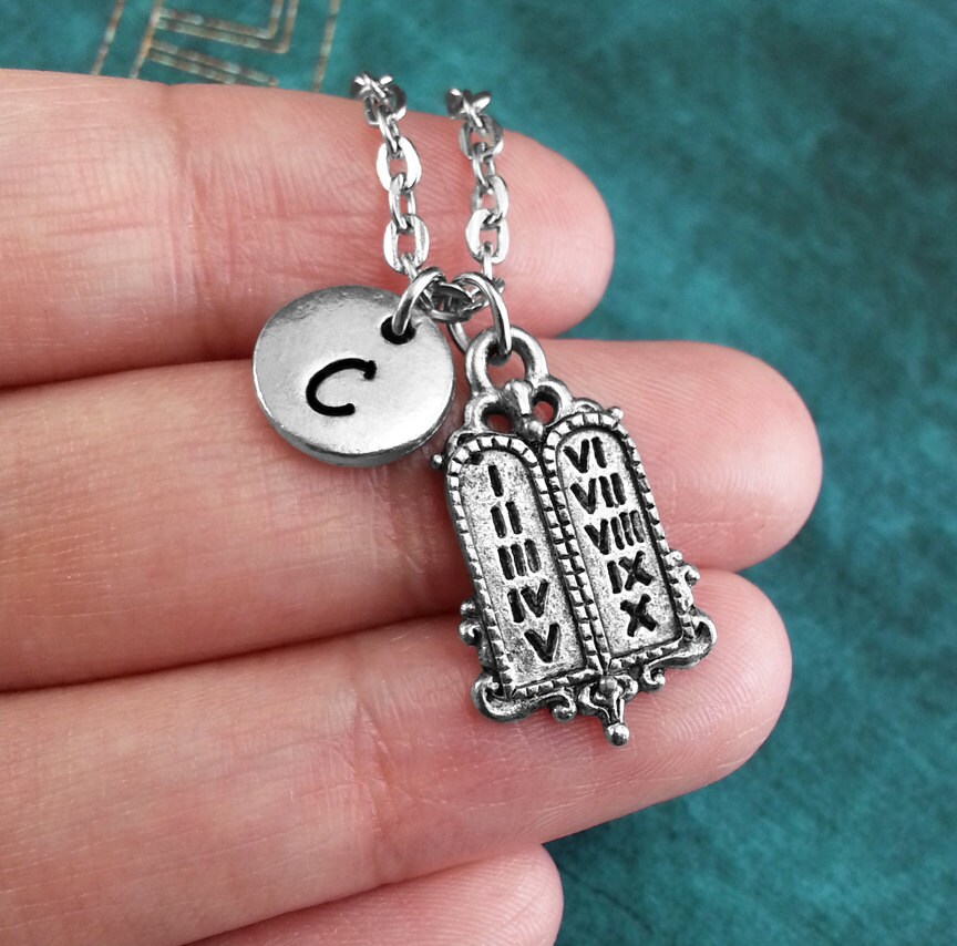 Silver Ten Commandments Necklace, Personalized Necklace, Ten ...