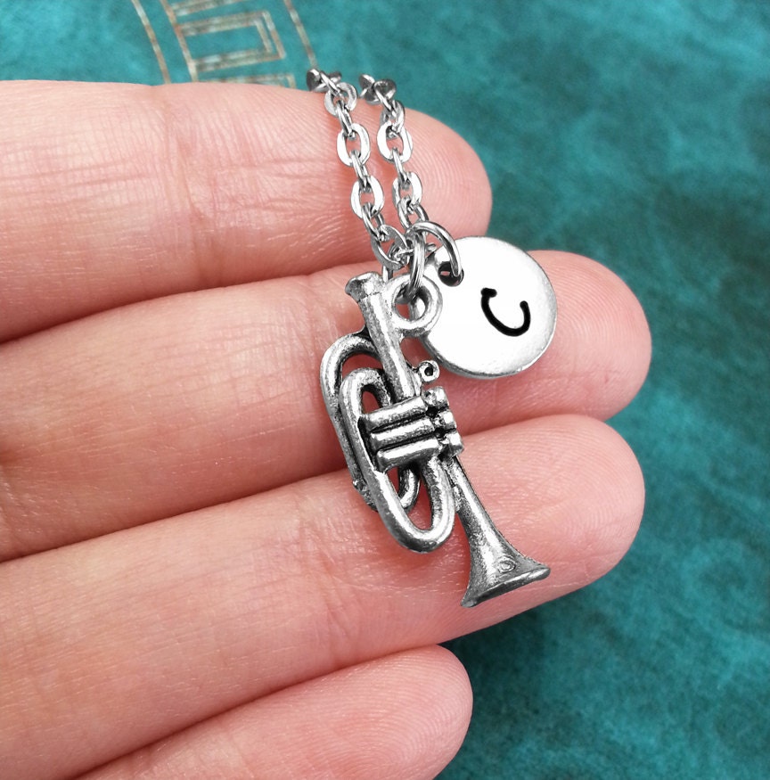 Trumpet Necklace Personalized Necklace Trumpet Pendant - Etsy