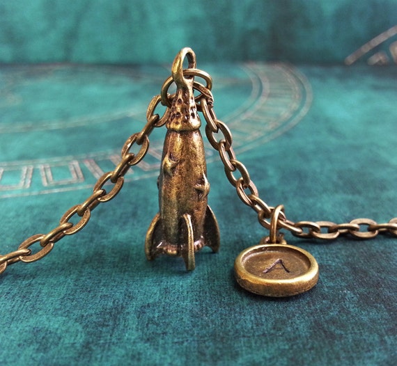 Rocket Necklace Spaceship Necklace Rocket Ship Necklace | Etsy
