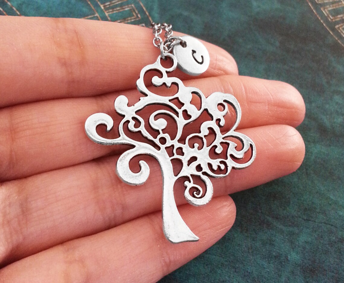 Tree Necklace Filigree Tree Jewelry Curly Tree Charm Necklace - Etsy