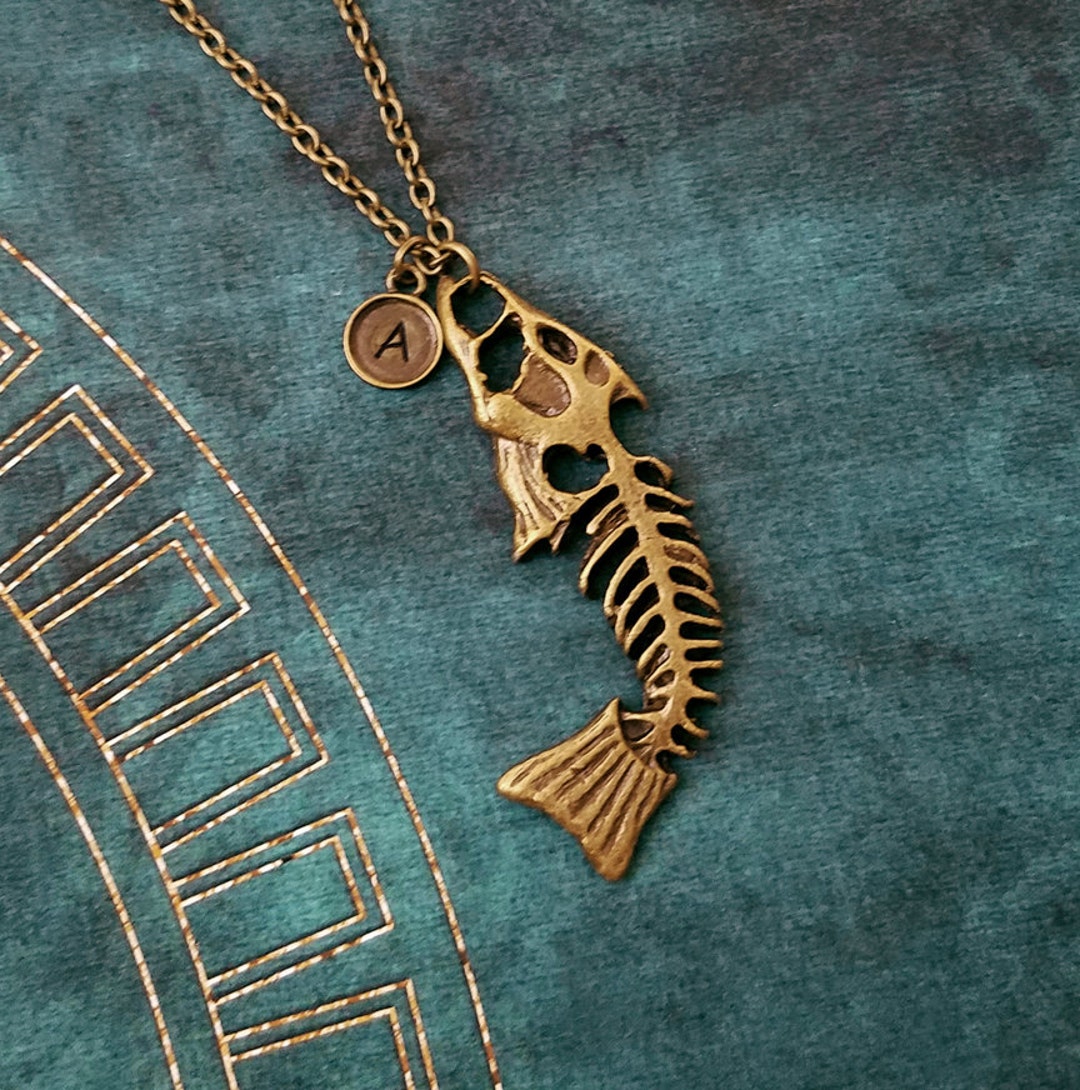 Fishbones Necklace LARGE Fish Bones Necklace Fish Fossil Necklace Dead ...