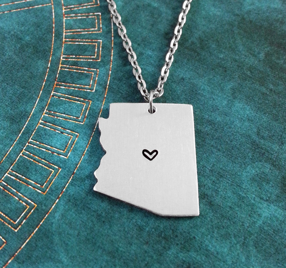 Arizona Necklace, Personalized Jewelry Hand Stamped Necklace Long ...