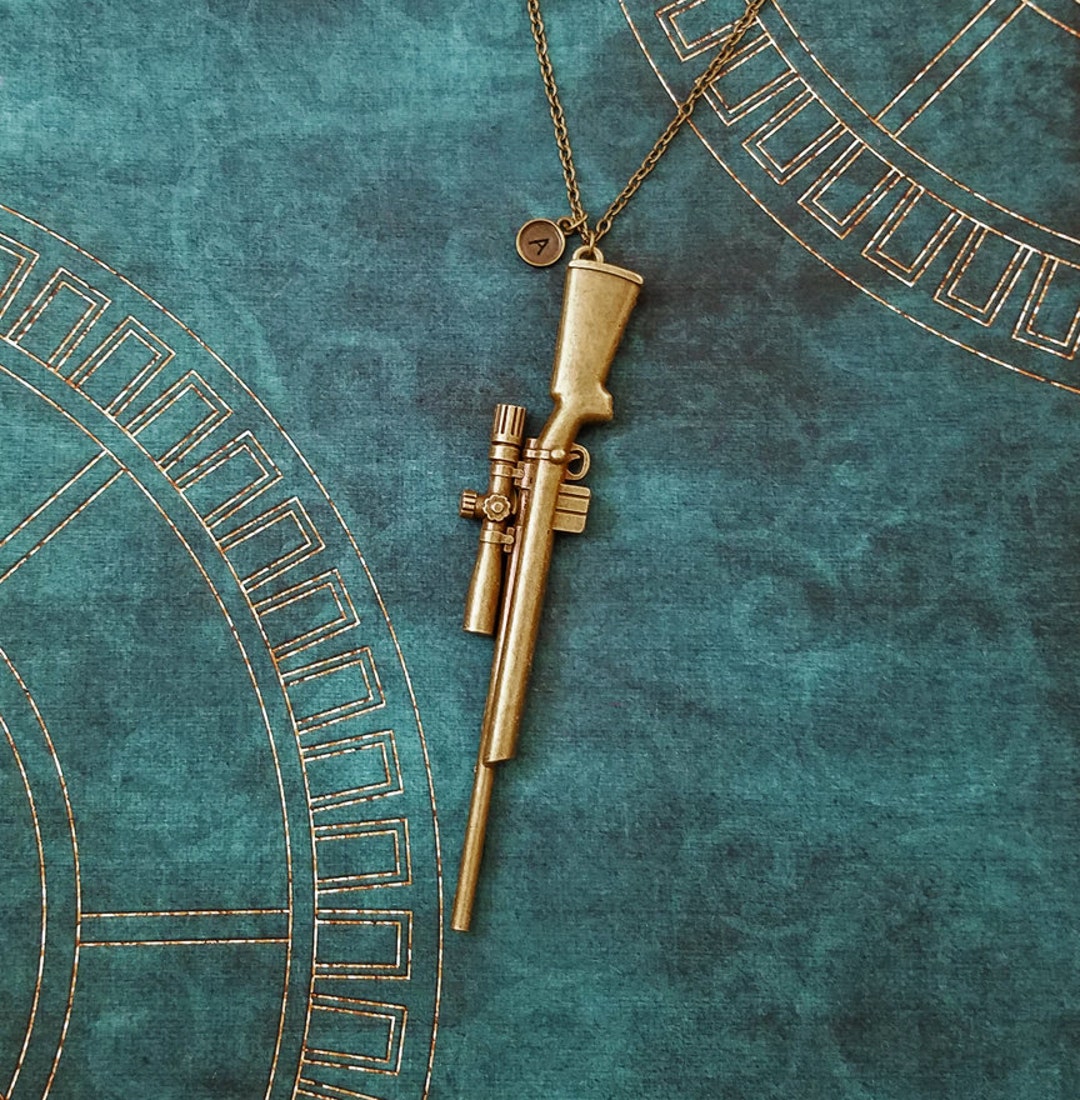 Rifle Necklace VERY LARGE Gun Necklace Sniper Rifle Jewelry Gun Charm ...