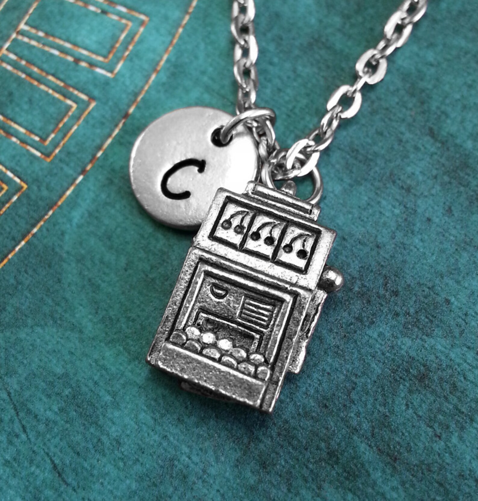 Slot Machine Necklace, Personalized Necklace, Gambling Gift, Monogram ...