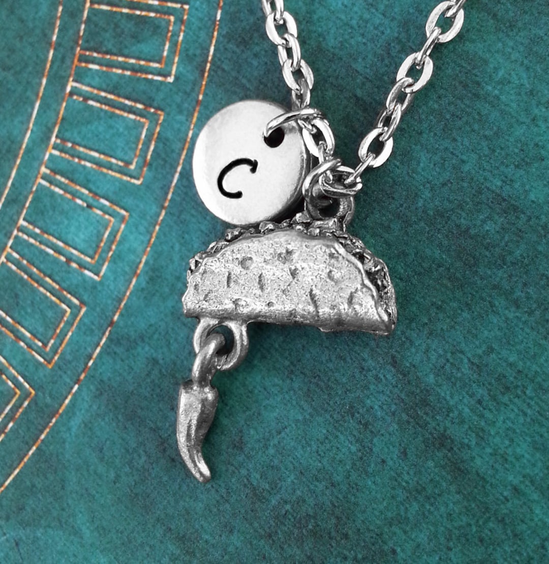 Taco Necklace Silver Personalized Necklace, Taco Pendant, Food Jewelry ...