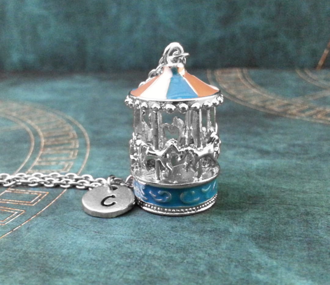 Carousel Necklace Carousel Jewelry Enamel Carousel Charm Necklace ...