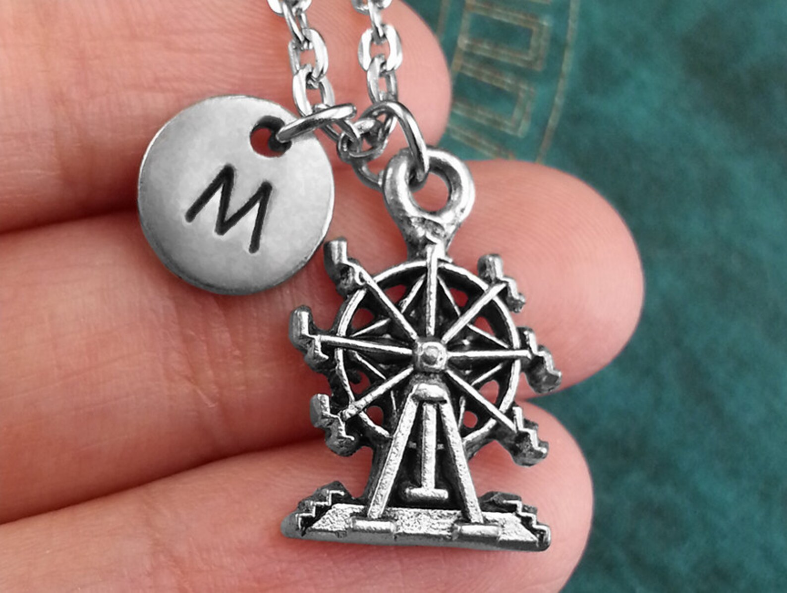 Ferris Wheel Necklace, Personalized Necklace, Ferris Wheel Pendant ...