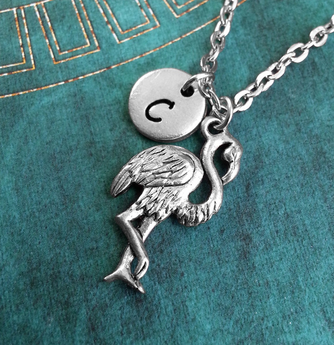 Silver Flamingo Necklace, Personalized Necklace, Animal Necklace ...