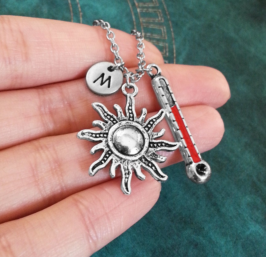 Sun Necklace Sun Jewelry Thermometer Necklace Summer Jewelry Sun ...