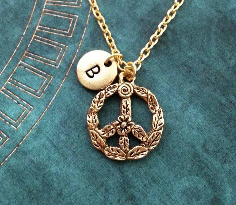 Peace Sign Necklace SMALL Peace Sign Jewelry Personalized - Etsy