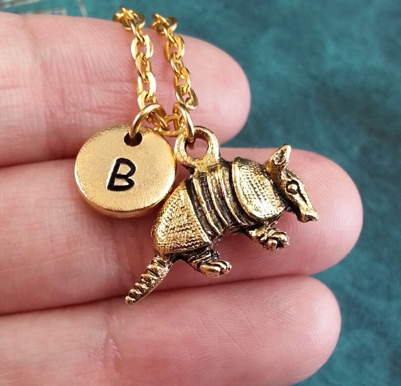 Armadillo Necklace, Animal Pendant, Hand Stamped Necklace, Engraved ...