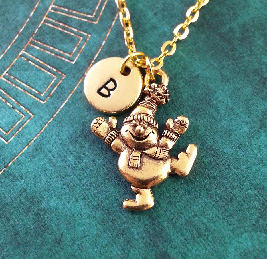 Snowman Necklace, Personalized Necklace, Holiday Pendant, Custom ...