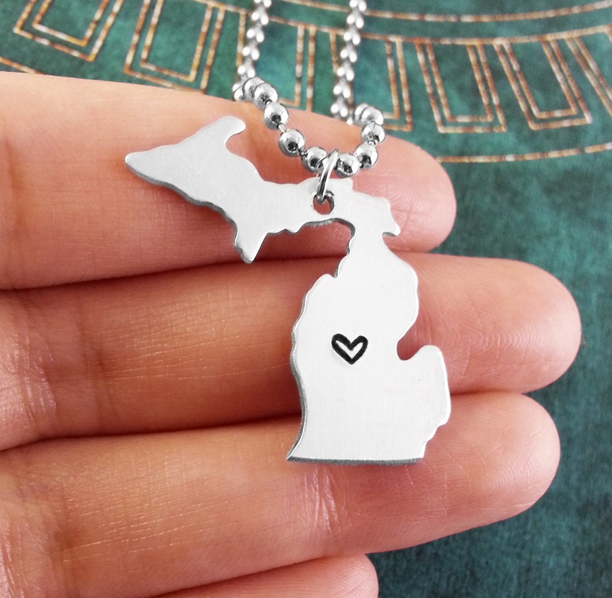 Michigan Necklace Personalized Jewelry Hand Stamped Long Distance ...