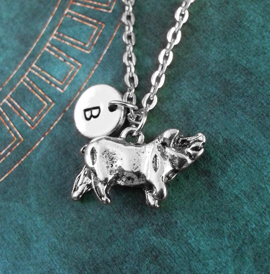 Pig Necklace Pig Jewelry Farm Animal Necklace Animal Jewelry Monogram ...