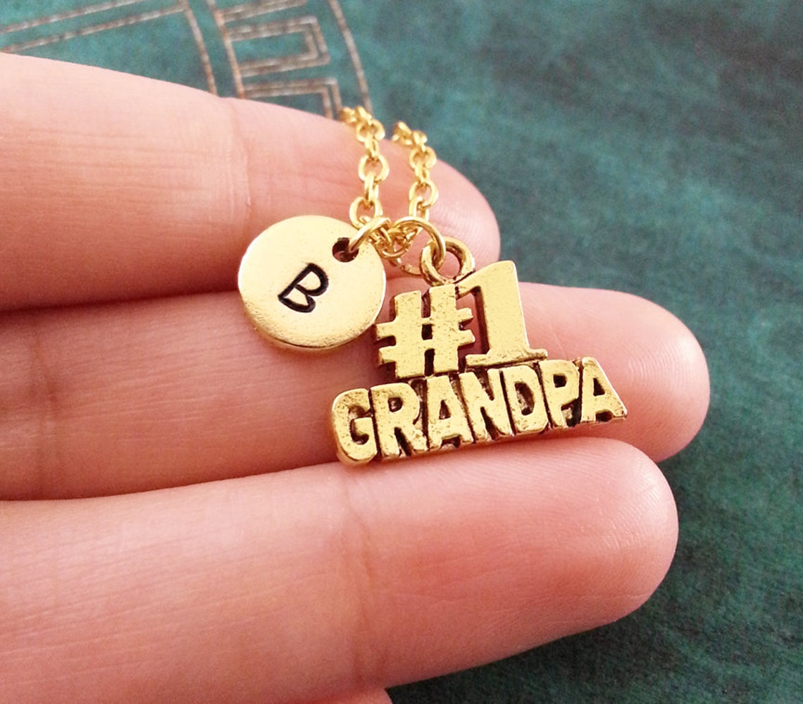 Number One Grandpa Necklace Grandpa Jewelry Gold Father's - Etsy