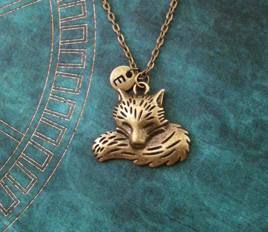 Fox Necklace Fox Jewelry Personalized Jewelry Monogram Necklace Bronze ...