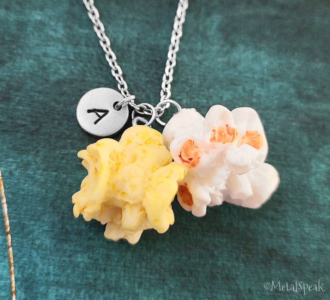 Popcorn Necklace Buttered Popcorn Charm Necklace Popcorn Pendant ...