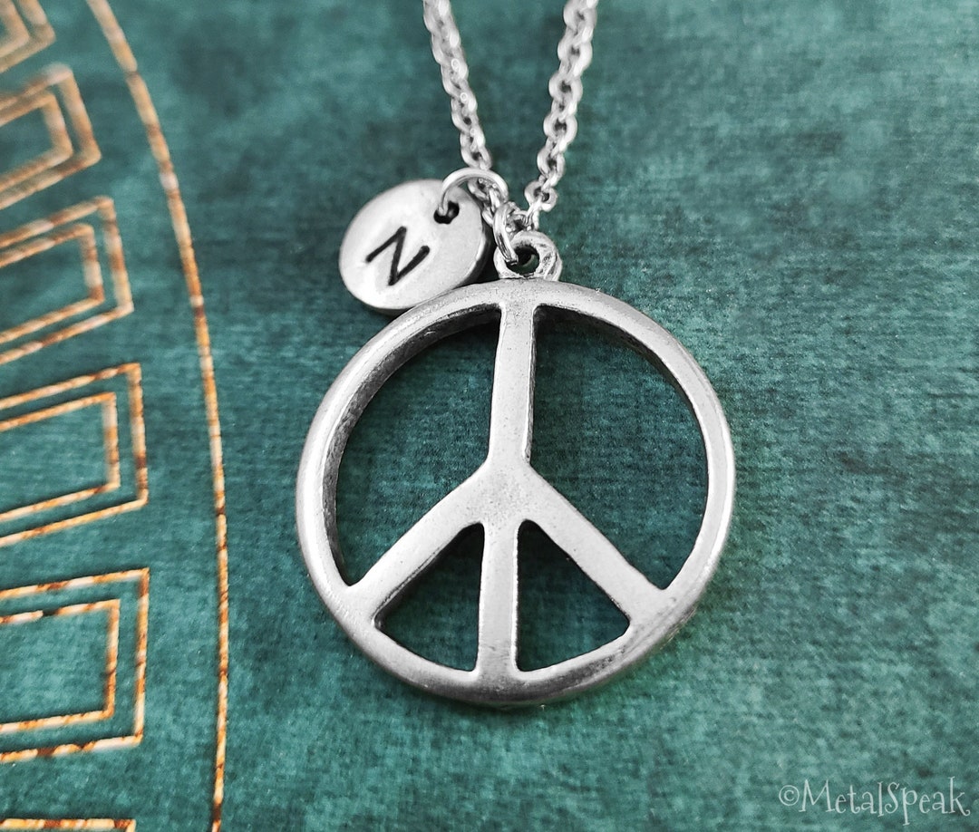 Peace Sign Necklace Peace Sign Pendant Necklace Boho Peace Sign Charm ...