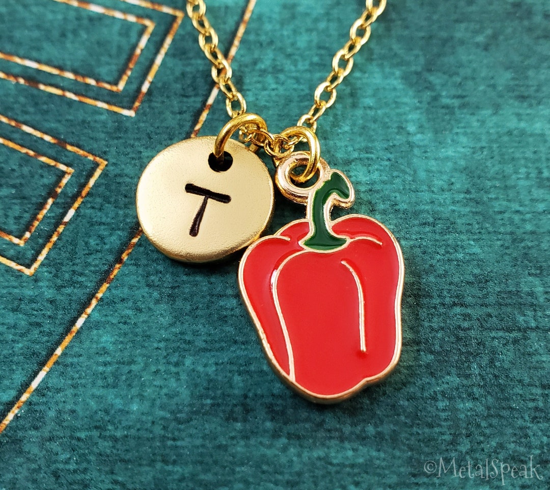 Red Bell Pepper Necklace Gardening Jewelry SMALL Pepper Charm Pendant ...