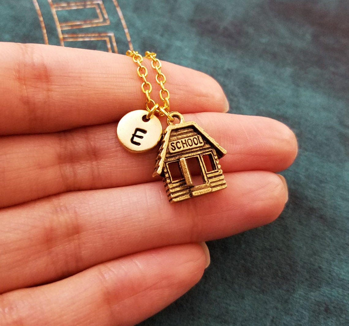School Necklace SMALL Schoolhouse Necklace Back to School Jewelry ...