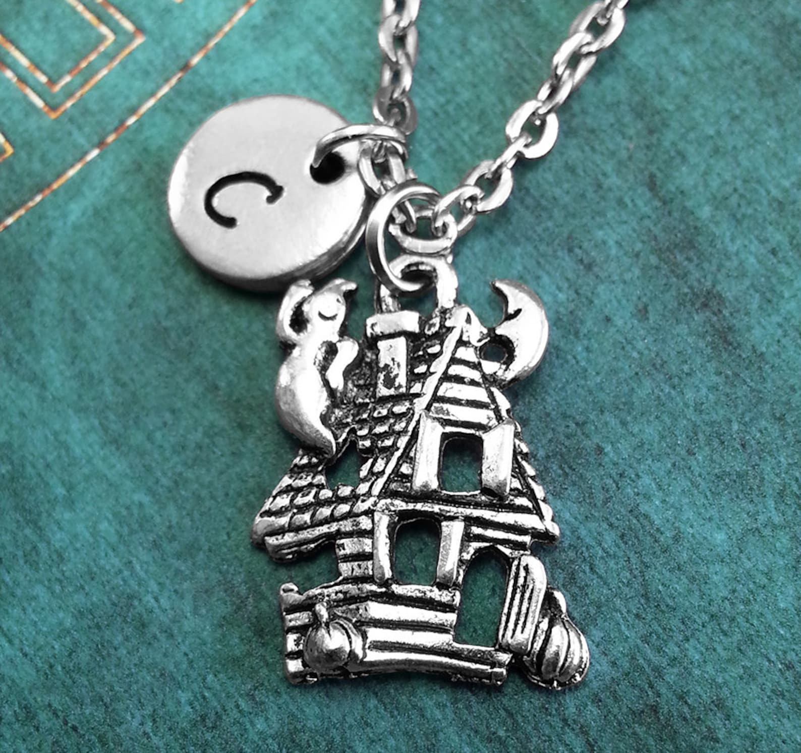 Haunted House Necklace Halloween Jewelry Personalized - Etsy
