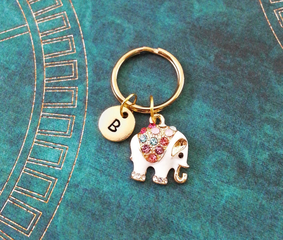Elephant Necklace SMALL Jeweled Elephant Jewelry Personalized White ...
