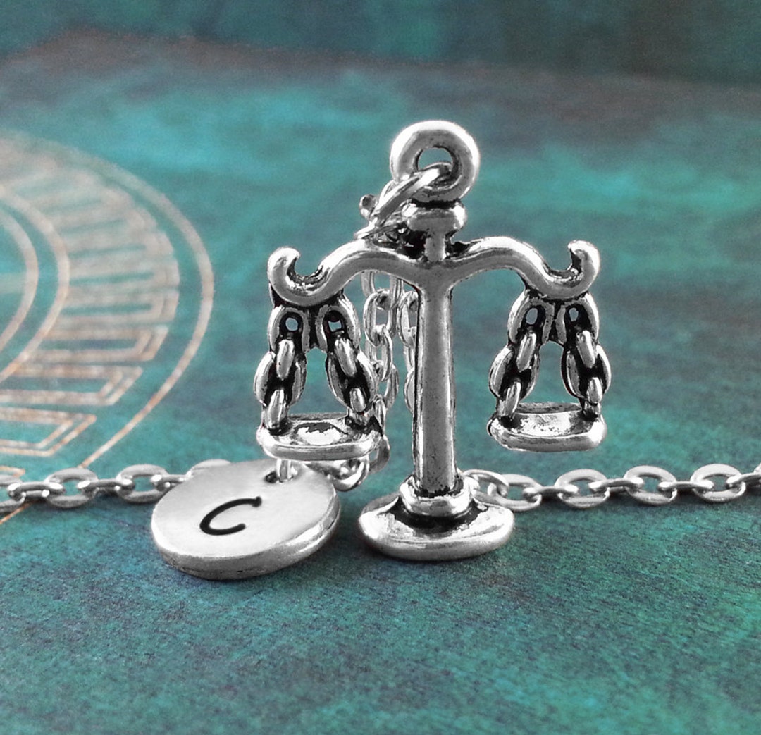 Scales Necklace SMALL Scales of Justice Necklace Scales Charm Necklace ...