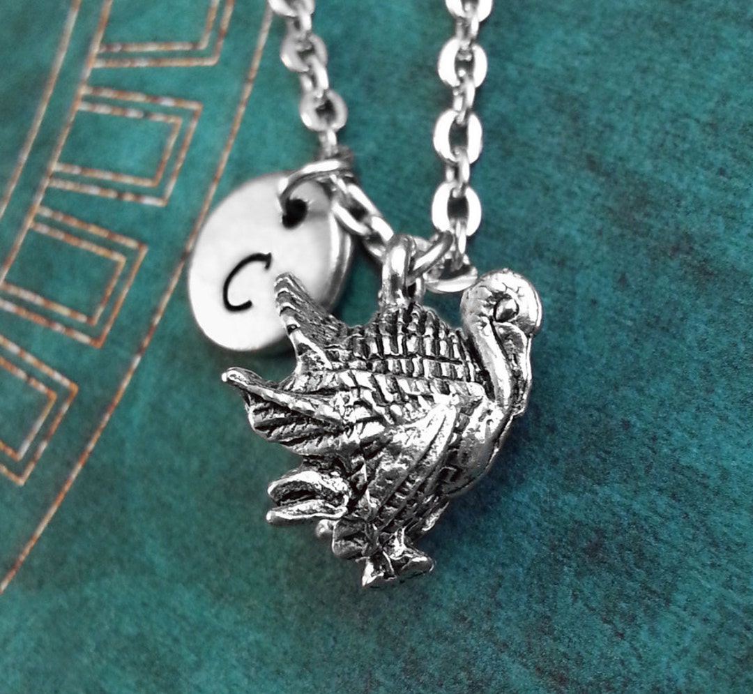 Turkey Necklace, Initial Necklace, Thanksgiving Gift, Turkey Pendant ...