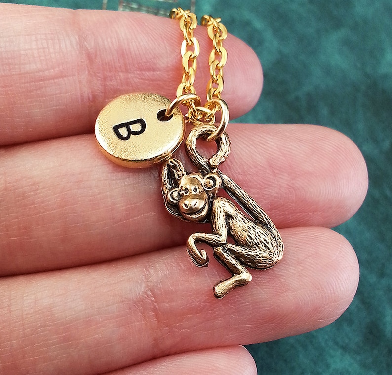 Monkey Necklace Gold Monkey Charm Personalized Necklace | Etsy