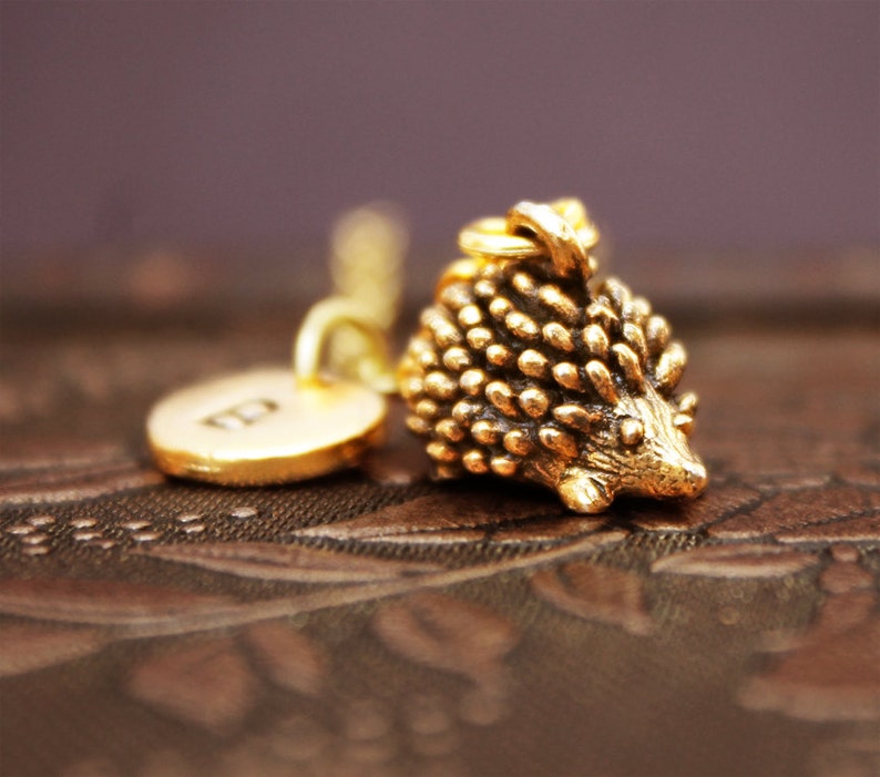Gold Hedgehog Necklace Initial Necklace Animal Necklace - Etsy