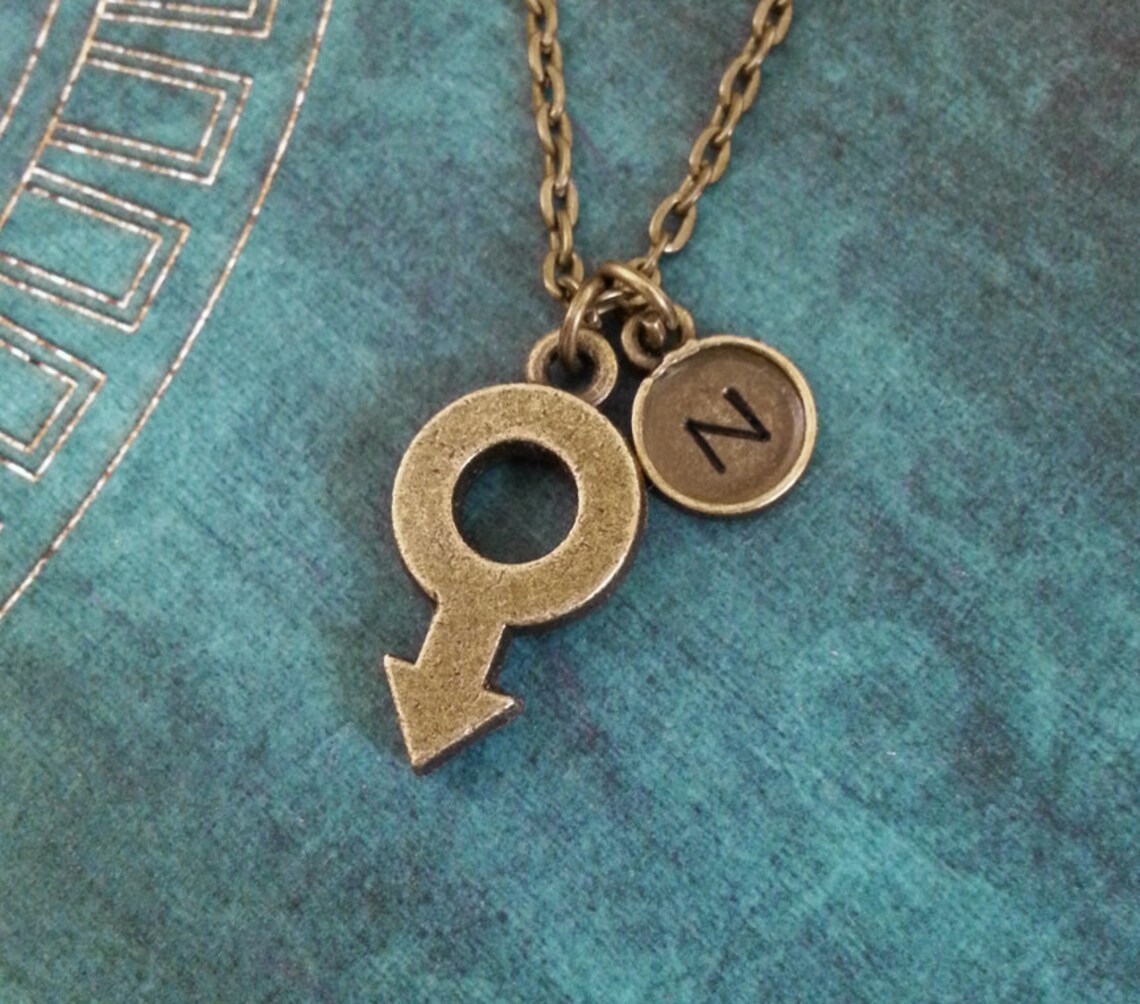 Mars Symbol Necklace Bronze Mars Necklace Mars Jewelry Gender Symbol ...