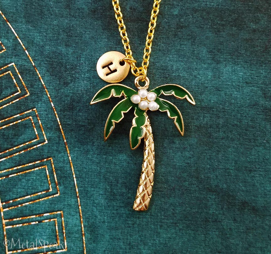 Palm Tree Necklace Palm Tree Charm Necklace Beach Jewelry | Etsy
