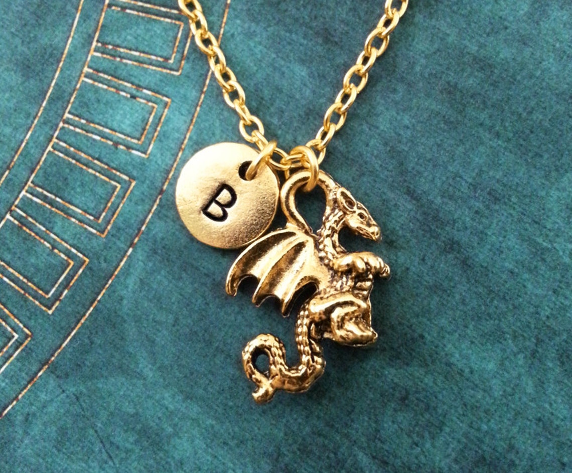 Dragon Necklace VERY SMALL Dragon Jewelry Gold Necklace Fantasy ...