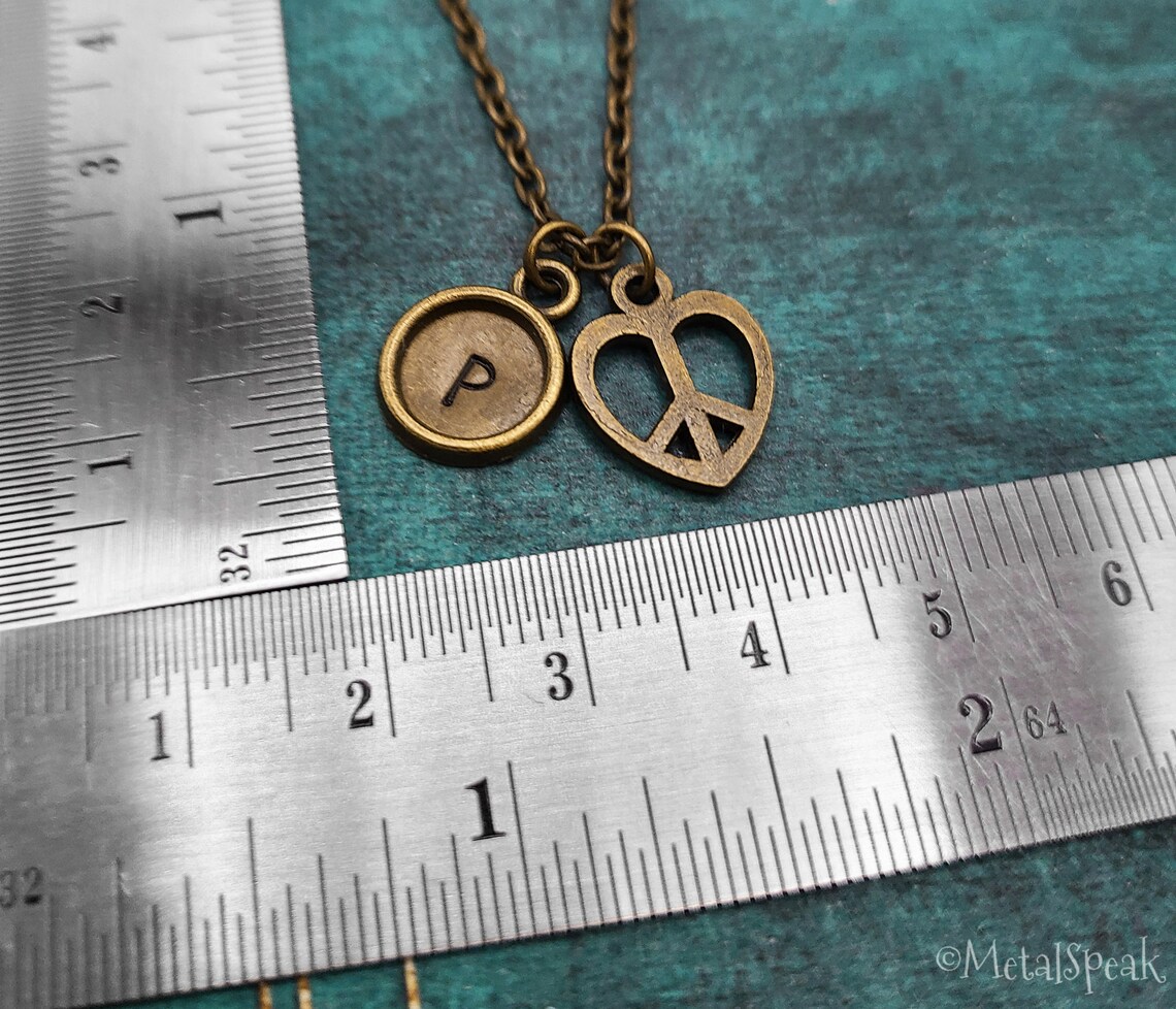 Peace Sign Necklace SMALL Peace Sign Heart Necklace Peace Sign Charm ...