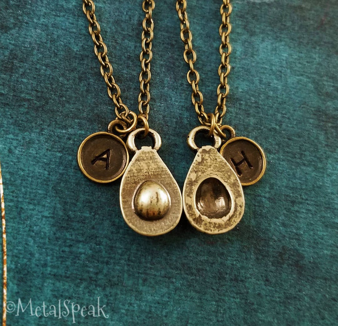 Avocado Necklace SET of 2 SMALL Bronze Avocado Necklaces Avocado Charm ...