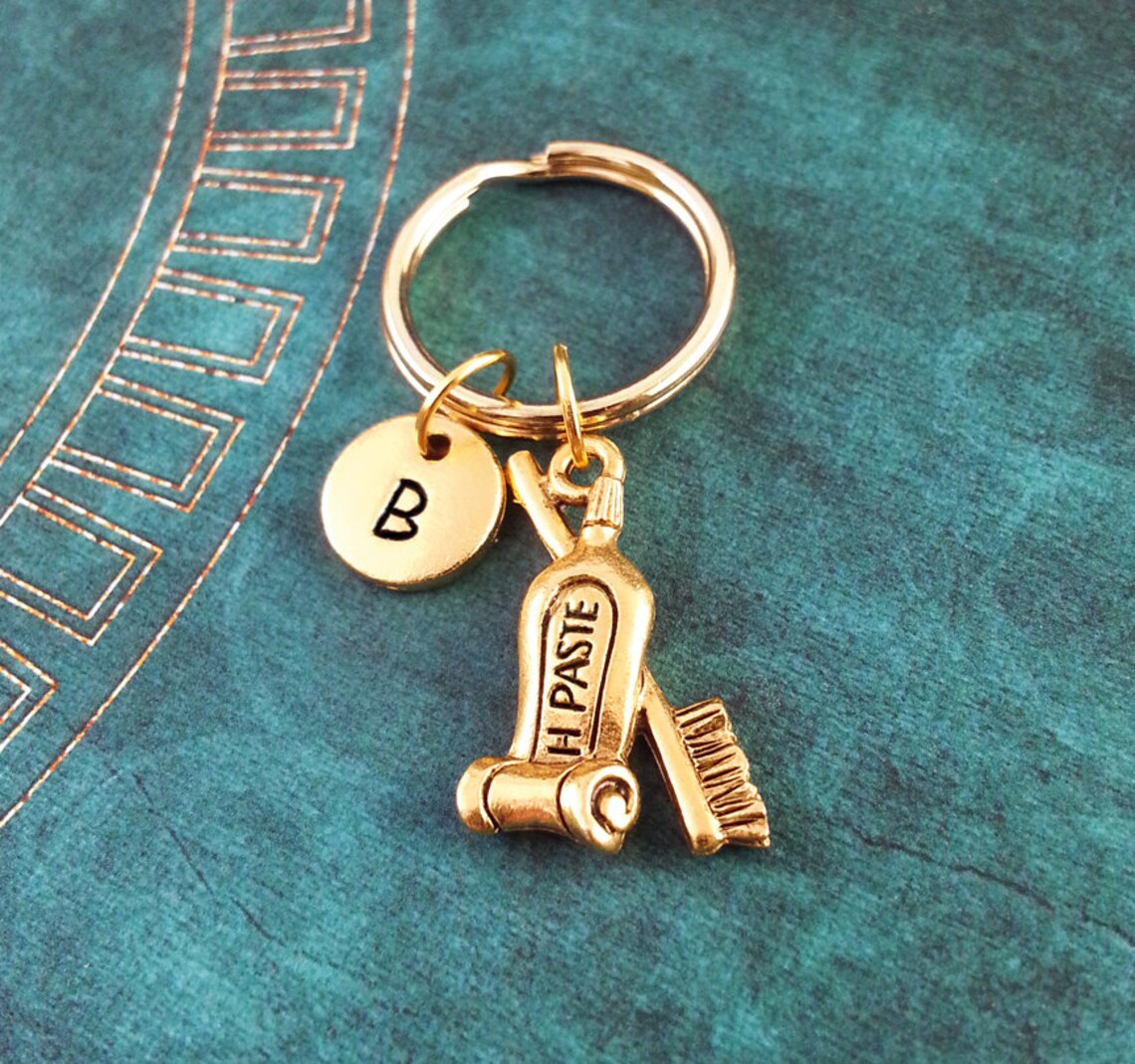 Toothpaste Necklace Gold Toothbrush Charm Personalized | Etsy