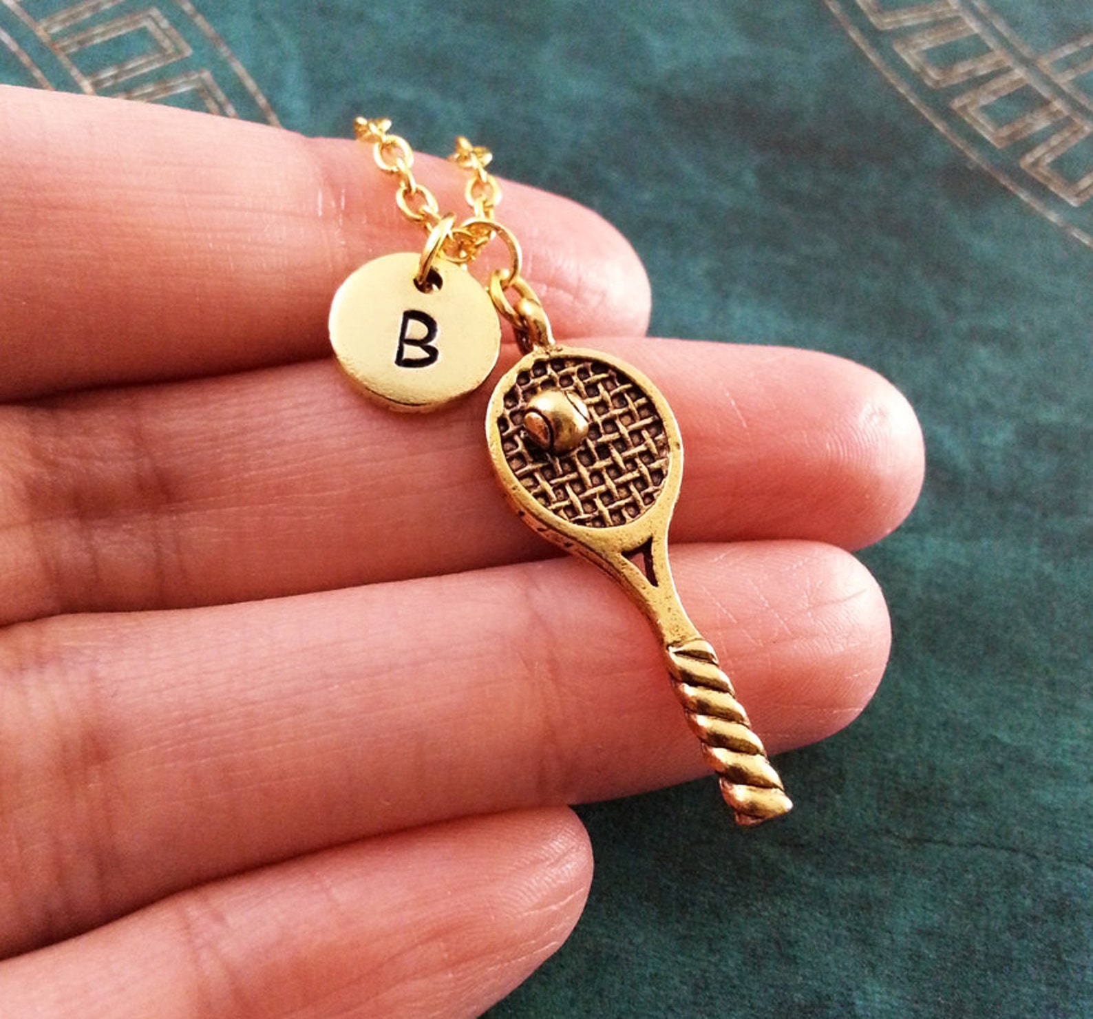 Tennis Racket Necklace Gold Tennis Necklace Personalized - Etsy